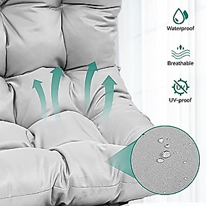 YITAHOME Hanging Egg Chair with Stand Swing Chair Wicker Indoor Outdoor Hammock Egg Chair with Cushions 330lbs for Patio, Bedroom, Garden and Balcony, Light Gray