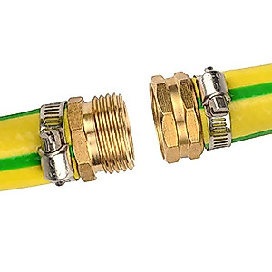 Hanobo Brass Garden Hose Repair Mender Kit with Stainless Clamp (1/2")