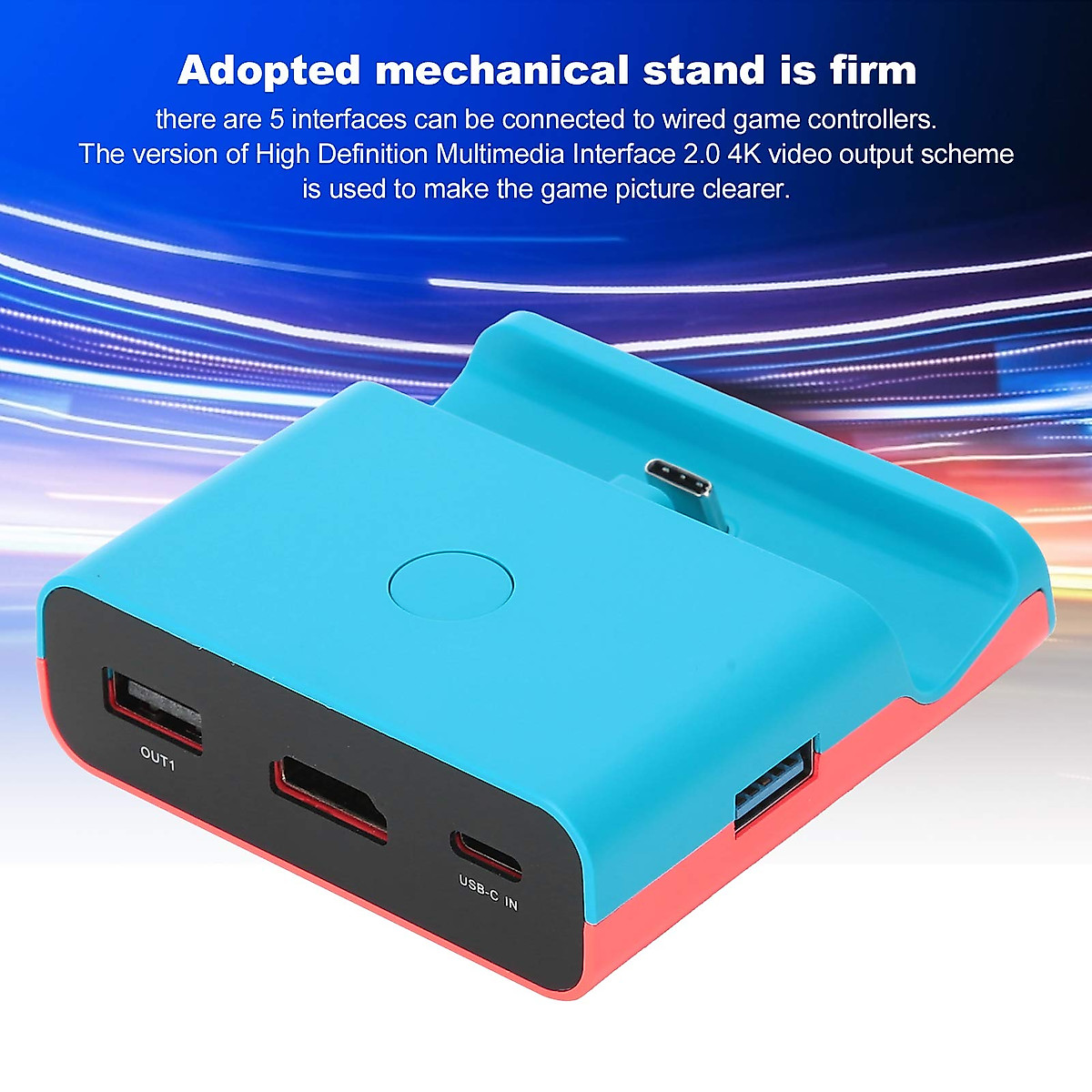 Mxzzand Type-C Charging Dock Stand HDMI Video Converter XDL-NS06 for Switch/Lite(Blue red)
