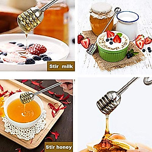 1Pieces Honey Stirrer Spoon Long Handle Honey Dipper Stainless Steel Stirrer Honey Spoon Mixing Tool for Honey Jam Jar Dispense