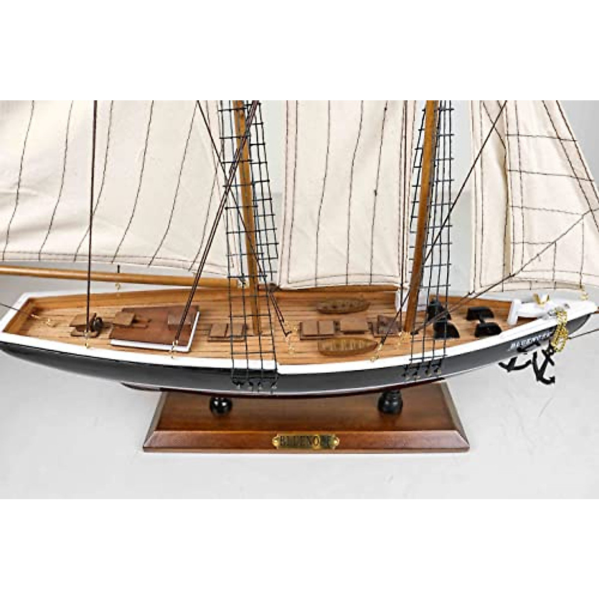 SAILINGSTORY Wooden Sailboat Model Ship Bluenose 1/85 Scale Replica Schooner Sailboat Decor Medium