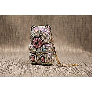 DJBM Women Panda Rhinestone Clutch Evening Bag Crystal Clutch Purses Diamond Clutch for Women Evening Party, Black