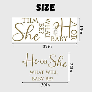 ZAIBIANHAO HE or SHE What Will Baby Be Gender Reveal Party Decal - Gender Reveal Party Decorations,Boy or Girl Baby Shower Backdrop Sign,He or She Baby Shower Decal (HE or SHE Baby Decal)