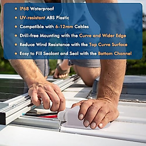 2 Pack of IP68 Waterproof Solar Cable Entry Gland by Restmo, Weather Resistant Dual Cable Entry Housing for Solar Panels of RV, Caravan, Marine, Boat, Cabin, White