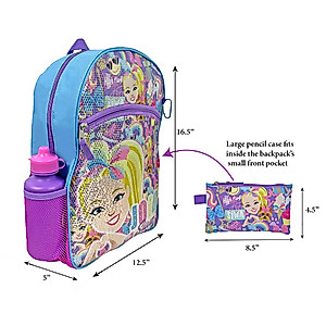 RALME JoJo Siwa Backpack 5 Pc. Set for Girls, 16 in. Sequin Backpack w/JoJo Lunch Bag & Pencil Case