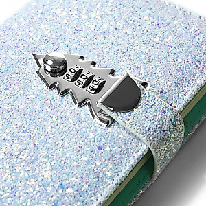 ARRLSDB Digital Password Journal Combination Lock Diary Locking A6 Refillable Leather Journal (White)