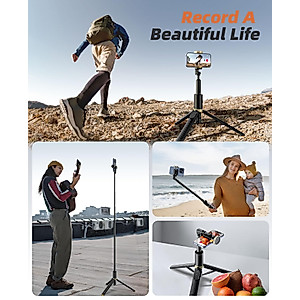 62" Phone Tripod & Selfie Stick, Tripod for iPhone with Remote, All-in-1 Cell Phone Stand, Portable, Lightweight Extendable for Selfies Video Recording Vlog, Compatible with iPhone Android