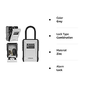 Key Lock Box, UPXON Extra Large Key Storage Box with Resettable Code, 4 Digit Combination Lock Box for Car Keys, House Keys, Weatherproof Wall Mount Key Box for Home, Hotels, Airbnb, Schools 1 Pack