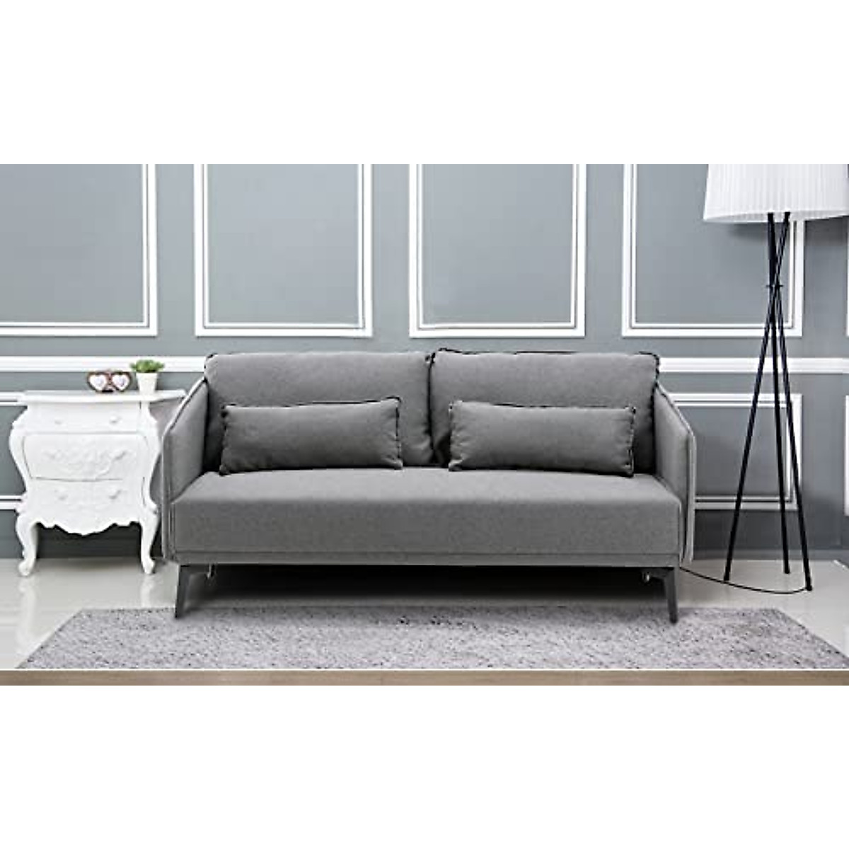 COSVALVE Grey Loveseat 59 inch Upholstered Couch, Small Spaces Modern 2-seat Sofa Fabric LoveSeat Grey Furniture for Living Room Bedroom Office Small Apartment,Metal Leg Loading 880LB
