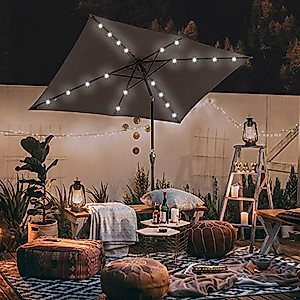 Yescom 10x6.5 ft Rectangle Outdoor Patio Aluminium Umbrella Solar Powered Led Light Crank Tilt Chocolate(Pack of 2)