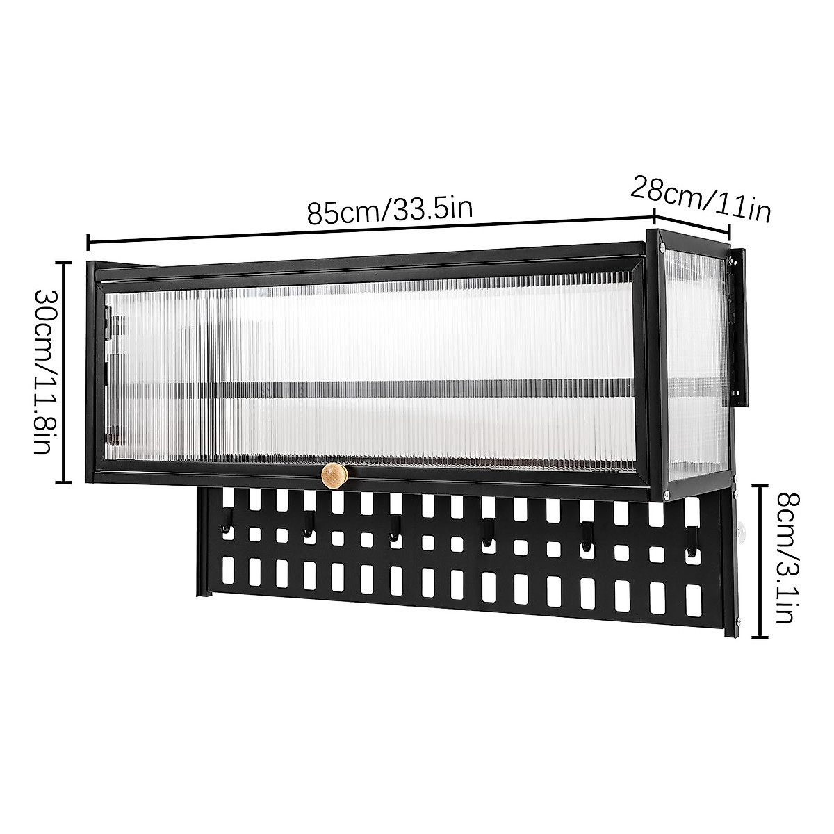 EseMiee Kitchen Wall Cabinet,Flip-Up Door Wall Cabinet Wall-Mounted Locker,Wall Cabinet for The Kitchen,Living Room,Office,Etc(Black,Translucent)