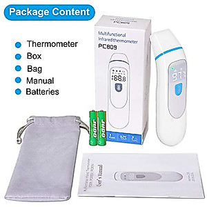 Digital Infrared Ear Thermometer for Adults and Kids Baby Babies Toddlers Forehead Basal Fever Instant Read Thermometers for Humans, Home with Fever Alarm, LED Display and Memory Function