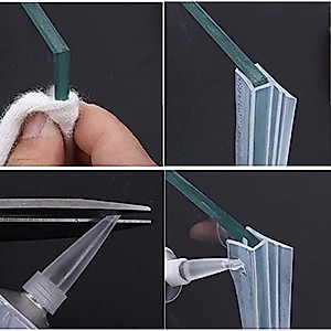 Queenbox Shower Door Seal Strip 120 inches Cuttable Length, 20mm Extended Water Retaining Edge, Frameless Glass Door/Window Sweep to Stop Shower Water Leaks, 1/4"(6mm) Glass Thickness, Clear (F-Type)