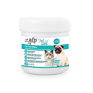 ALL FOR PAWS Dog Eye Wipes Ear Wash Pads Gentle Tear Stain Wipes for Dogs and Cats, Removes Dirt Crust and Discharge Natural Pet Wipes with Soothing Aloe Vera, 120 Counts