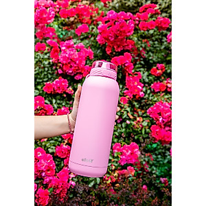 Ello Cooper 32oz Stainless Steel Water Bottle with Straw and Carry Handle, Double Walled and Vacuum Insulated Metal, Leak Proof Locking Lid with Soft Silicone Spout, Reusable, BPA Free, Bubblegum