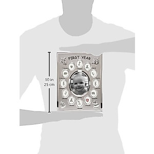 Malden International Designs Baby's First Year Collage Picture Frame, 13 Option, 1-3.5x4, 12-1x1, Silver