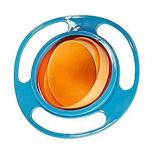Wnvivi 2Pcs Spill Resistant Gyro Bowl, Magic Bowl 360 Degree Rotation Spill Resistant Gyro Bowl, Toy Tableware with a handle For Toddler Baby Kids Children Blue and Red