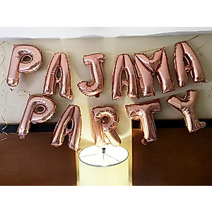 LaVenty Set of 11 Rose Gold PAJAMA PARTY Balloons PAJAMA PARTY Banner Pajama Party Decor Slumber Party Spa Party Balloons