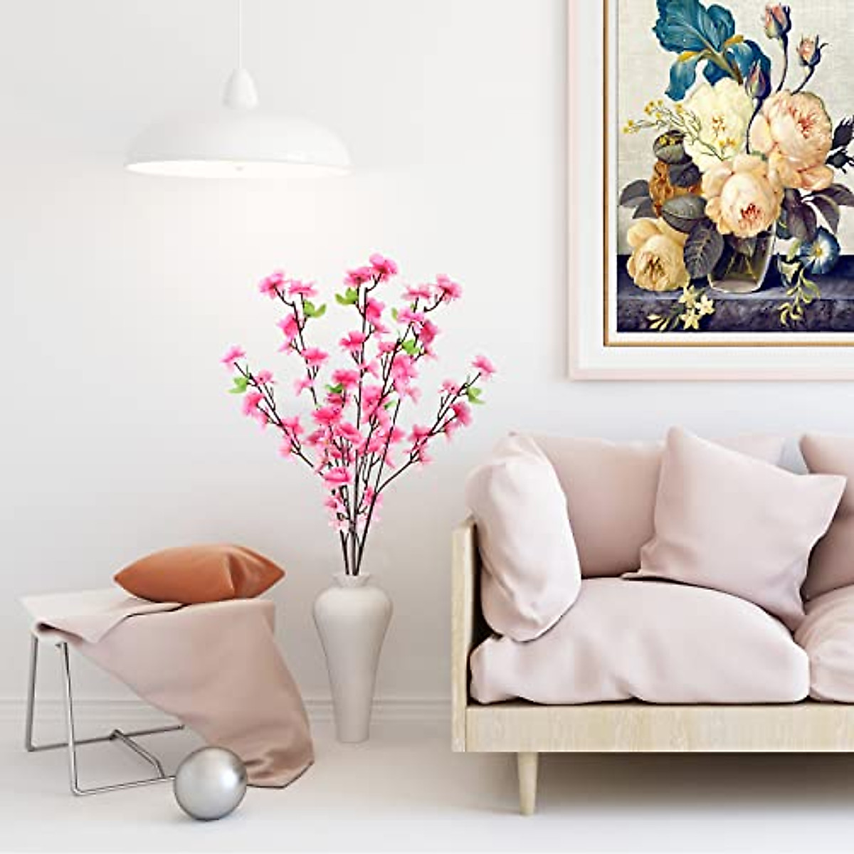 Asdomo 10PCS Artificial Cherry Blossom Branches Silk Spring Peach Blossom Fake Flowers Arrangements for Home Wedding Decoration