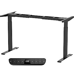 AITERMINAL Dual Motor Standing Desk Frame, Electric Adjustable Standing Desk Legs for Office Home (Black Frame + Motors + Control Panel)
