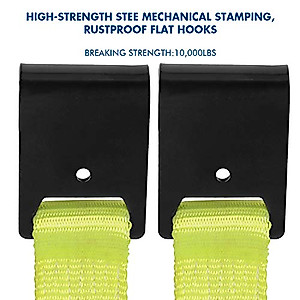 Autofonder 2Pc Tow Dolly Basket Straps with Flat Hook for 14"-17" Tires -10,000 lbs Breaking Strength Tire Bonnet&Tire Net -2” Over Wheel Car Basket Tie Down Straps with Axle Straps,Carrying Bag