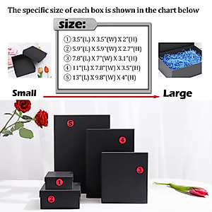 Giftilious Black Gift Boxes, a Set of 5 Gift Boxes with Lids for Presents, Pre-Wrapped Boxes for Gifts, Sturdy Present Box for Christmas, Birthdays, Anniversaries, Festivals or Special Celebration