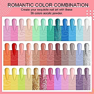 Saviland Nail Acrylic Powder Set: 36 Colors Acrilicos De Uñas Polvo Nails Glitter Nail Powder Acrylic Liquid or Monomer Professional Polymer for Nail Extension Pink Acrylic Nail KitStarter Nail Salon