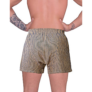 Luft Mens Cool Candy Stripes Print Cotton Ultra Soft Comfy Stretch Fit Elastic Waistband Fine Seamless Underwear Fit Mens Boys Casual Pull On Trunks Briefs Boxer Shorts, Yellow & Black XL