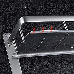 SilteD Shelf Space Aluminum Bath and Kitchen Towel Rack Multifunctional Shelf with Double Towel Rails Mounted on The Wall Tower Hanger/40Cm