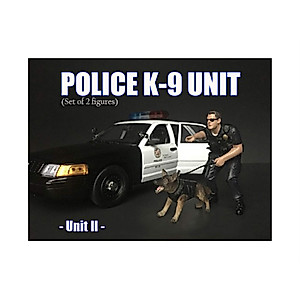 American Diorama Police Officer Figure with K9 Dog Unit II for 1/24 Scale Models