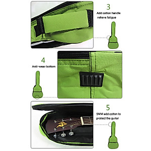 HOT SEAL 5MM Sponge Waterproof Durable Colorful Conventional Guitar Case Bag with Storage (For 40&41 Inch, Black)