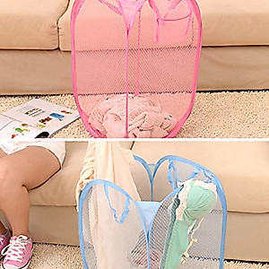 ifundom Laundry Hamper, Folding Mesh Laundry Basket with Durable Handles, Collapsible Clothes Hampers for Kids Room, College Dorm, Travel