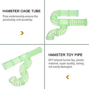 VILLCASE Hamster Cage Tubes Hamster Tubes Set, Hamster Cage Tube, Hamster Tubes Connection Pipe, Adventure External Pipe DIY Connection Tunnel for Small Animals Hamster 1 Set (Green) Hamster Tubes