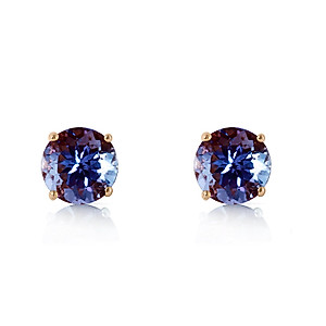 Galaxy Gold GG 14k Solid Rose Gold Stud Earrings with 0.95 Carat Natural Tanzanite