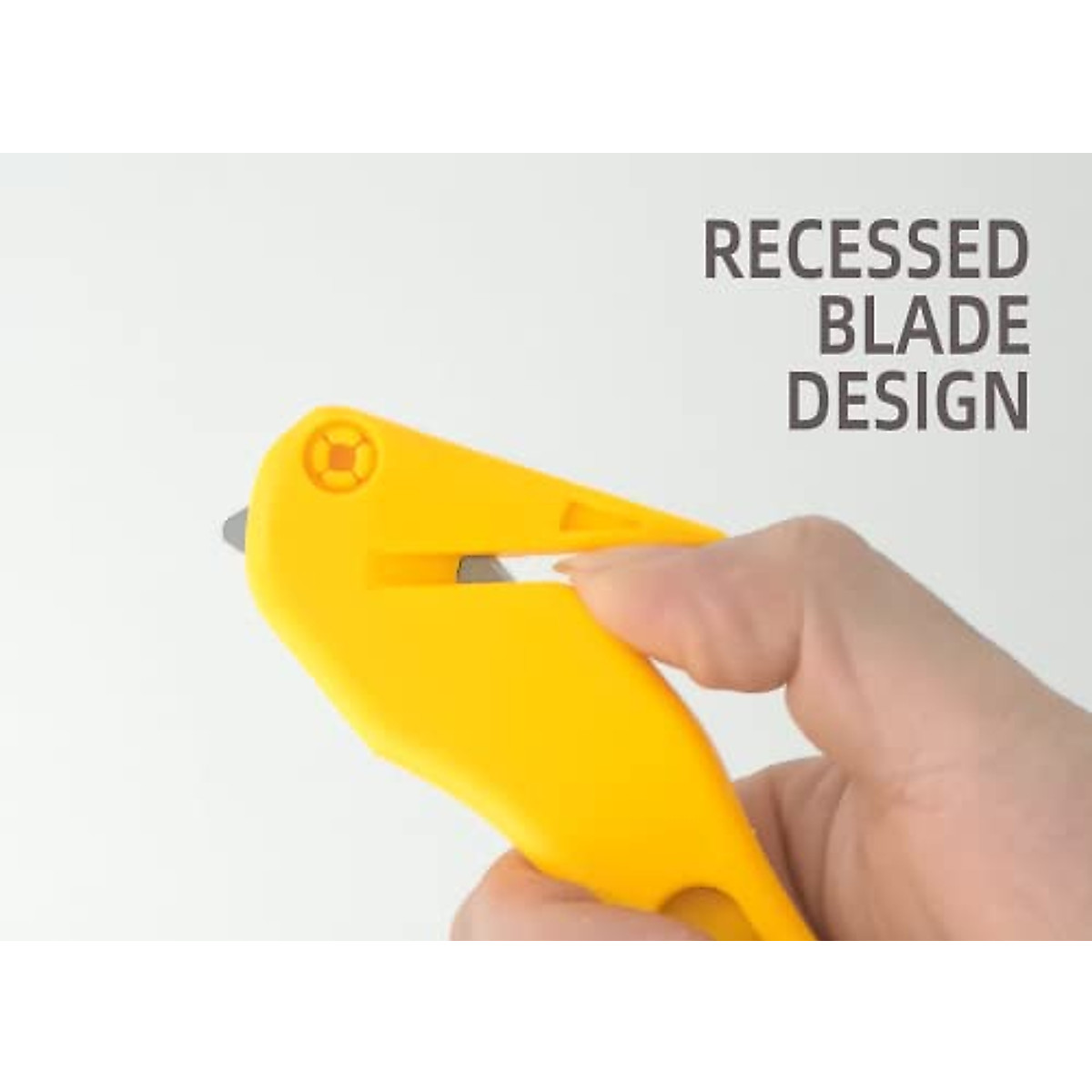 Safety Package Opener with Blades, T TOVIA SK2 Stainless Steel Concealed Blade Box Cutter with Tape Splitter (10 Pieces - Yellow)