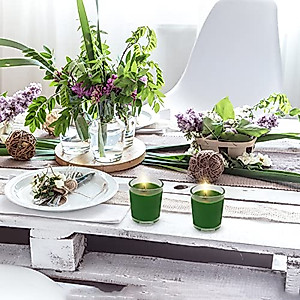 Set of 6 Green Votive Candles for Home Decoration Christmas Spring and St. Patrick's Day, 3oz Unscented Soy Wax Candle Filled in Clear Glass for Weddings Holidays Party and DIY