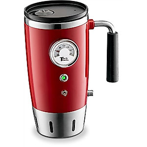 Tech Tools Heated Car Travel Mug - Keeps Your Bevrege Hot - Retro Style - Stainless Steel 12 Volts (Red)