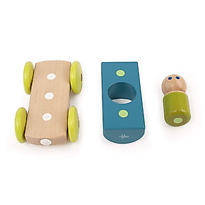 3 Piece Tegu Magnetic Racer Building Block Set, Teal