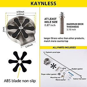 KAYNLESS Glass Rinser Cup Washer For Sink, Metal SUS 304 Brushed Stainless Steel Glass Washer For Sink, Kitchen Sink Accessories for Washe Baby Bottle, Glass Cup, Wine Glass, etc