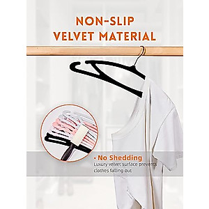 HOUSE DAY Black Velvet Hangers 60 Pack, Luxury Felt Hangers Non Slip Clothes Hangers, Space Saving Black Hanger Heavy Duty Coat Hanger, No Shoulder Bump Focked Hanger with 360° Swivel Hook for Closet