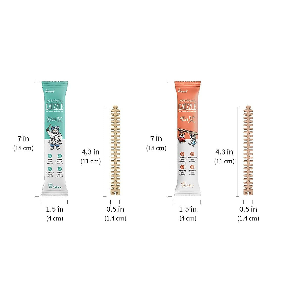 DR.PETRA CATZZLE Cat Treats, Dental Chews for Indoor Cats, Cat Teeth Cleaning, Dental Care Snacks - Hairball Control (Salmon Flavor) (5 Sticks (Pack of 1))