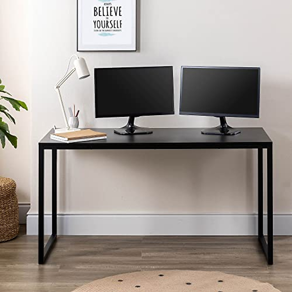 ZINUS Jennifer 55 Inch Black Frame Desk / Computer Workstation / Office Desk / Easy Assembly, Deep Espresso