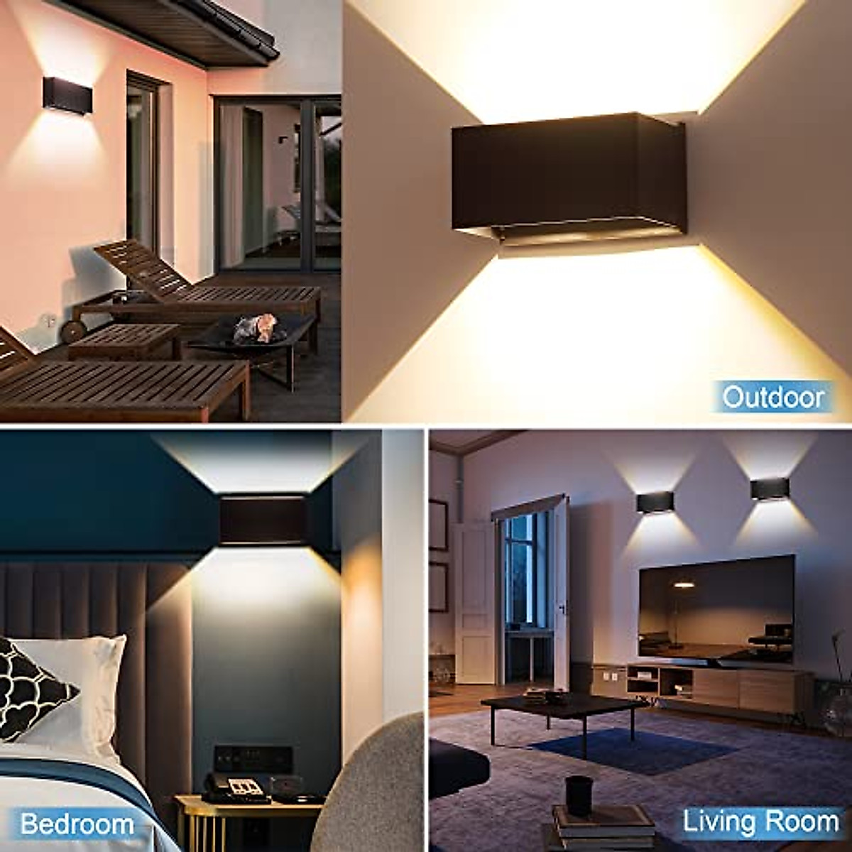 LMP Dusk to Dawn Outdoor Lighting Up and Down Wall Light, 12W LED Porch Lights Outdoor Lights for House, Black Wall Sconce Exterior Wall Lights with IP65 Waterproof, 1160lm, 3500K 1 Pack