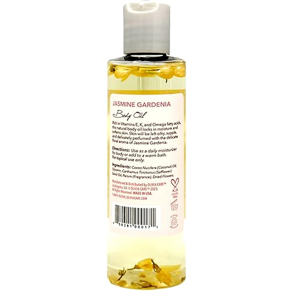 Olivia Care Jasmine Gardenia Body Oil Vegan & Natural Oil For Women | Hydrating & Moisturizing After Bath Oil - with VITAMIN E, K & Omega Fatty Acids Reduce Dry Skin - 4 OZ