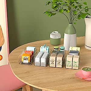 SANNO Pantry Organizer Storage Organizer Bins, Divided Compartment Holder for Snacks, Packets,for Freezer, Fridge, Refrigerator Organizer Bins, Cabinet Organizers