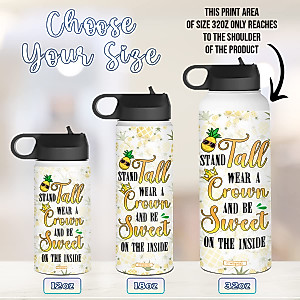 winorax Inspirational Gifts Personalized Pineapple Water Bottle Funny Gifts for Girls Teen Kids Sports Bottles Stainless Steel 12oz 18oz 32oz Back To School Gifts Christmas Birthday