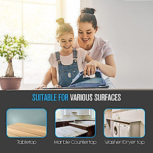 Ironing Mat, Ironing Pad, Iron Mat, Iron Pad, Dryer Top Protector Mats, Magnetic, Portable, Blanket Cover for Table Top, Countertop, Washer, Travel, Quilting, Grey, Wide, Thick, 33 x 17 Inches