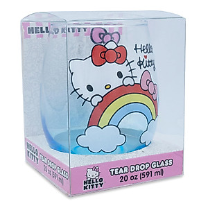 Toynk Sanrio Hello Kitty Rainbow Peek Stemless Wine Glass, Tumbler Cup For Cocktails | Holds 20 Ounces