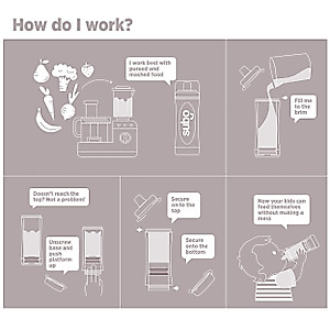 Subo Baby Food Bottle Starter Set | No Mess Baby Toddler Self Feeder | Squeeze Free Design for Purees, Smoothies, Yogurt, Oatmeal, or Thickened Liquids | Reusable Silicone Washable Cup (Musk)