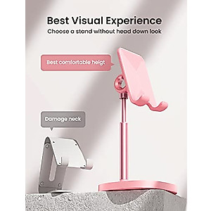 LISEN Pink Kitchen Accessories Kawaii Cell Phone Stand for iPhone & Desk Taller and More Photogenic Than Phone Dock Free Your Neck Height Angle Adjustable iPhone Holder Stand Things